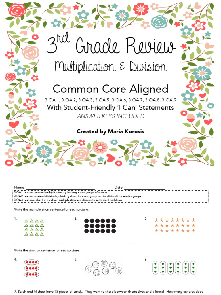 3rd Grade Review - Multiplication & Division | PDF | Multiplication ...