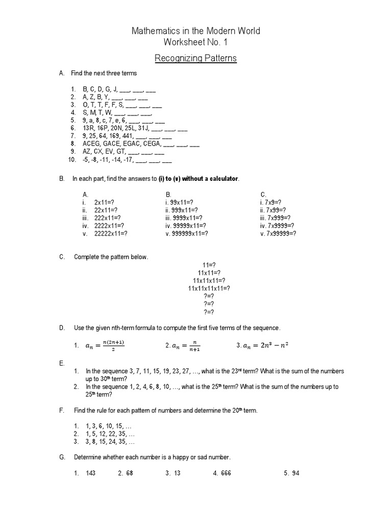 MMW Worksheet No. 1 | PDF | Radiocarbon Dating | Teaching Mathematics
