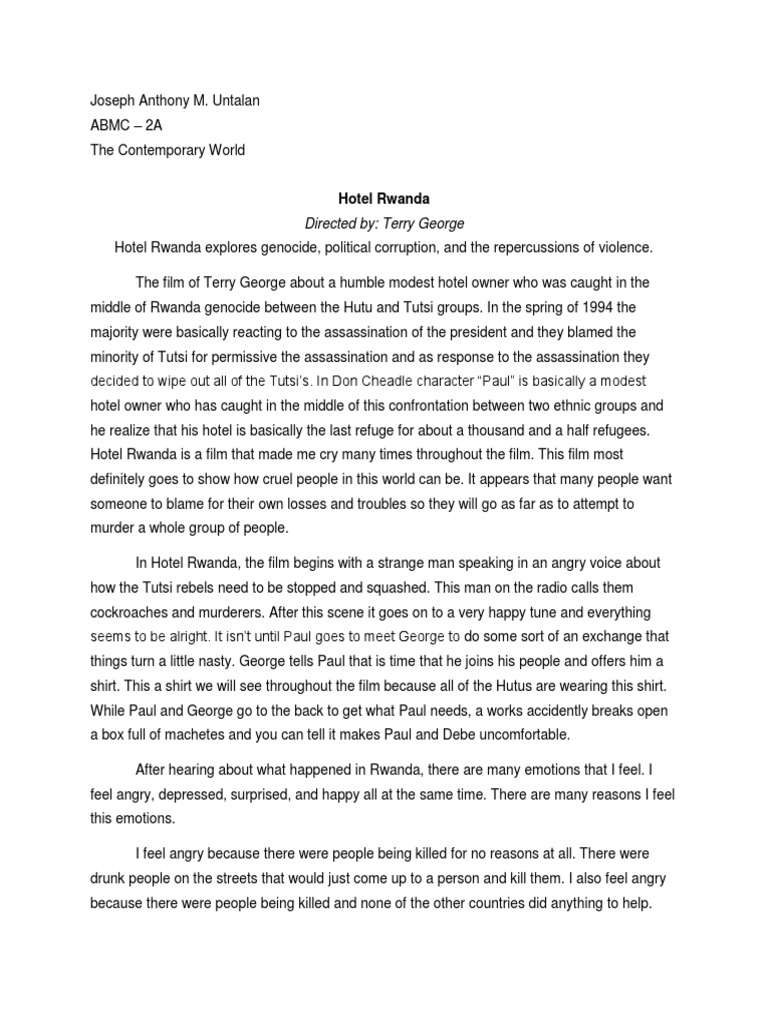 Directed By: Terry George: Hotel Rwanda | PDF | Hutu | Rwandan Genocide