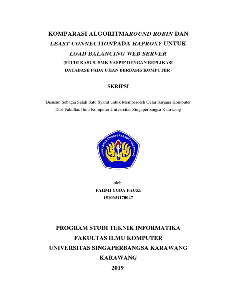 Komparasi Algoritma Round Robin Dan Least Connection Pada Haproxy Untuk Load Balancing Web