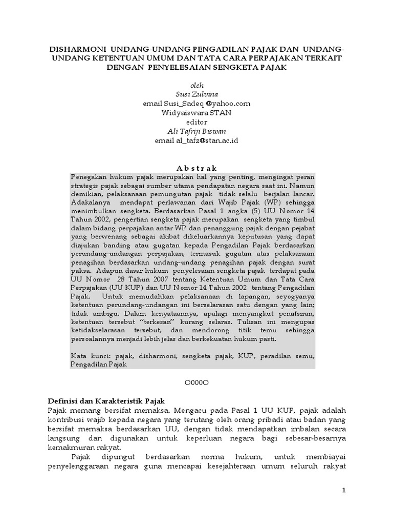 Disharmoni Hukum Pajak di Indonesia | PDF