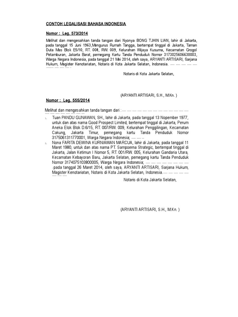 Contoh Legalisasi1 | PDF
