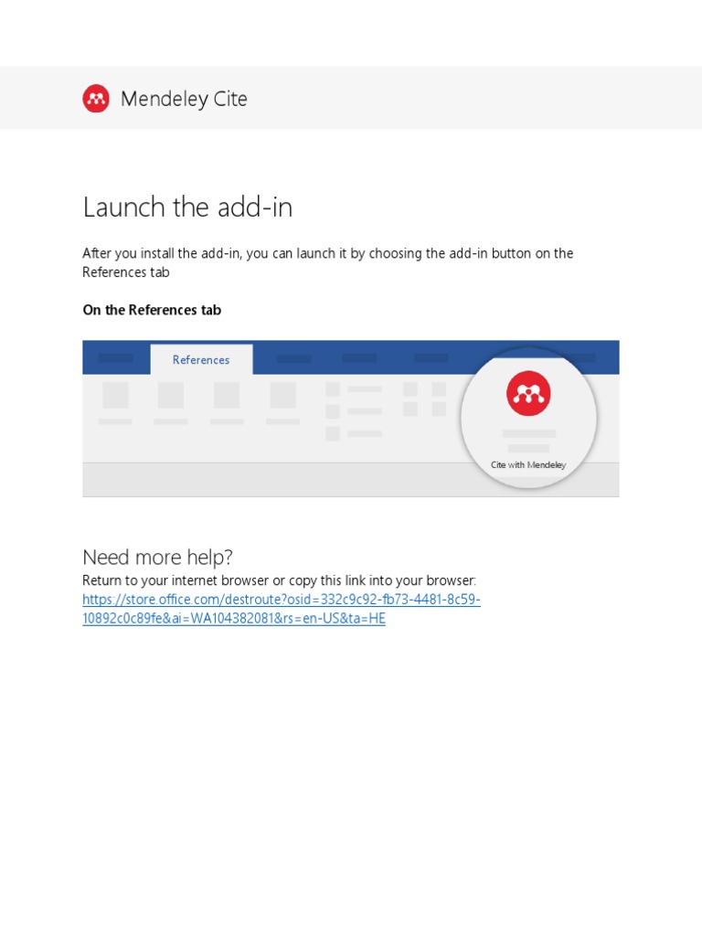 Launch Mendeley Add-in Guide | PDF