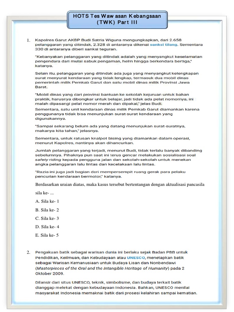 TWK HOTS 2019 Part 3 PDF | PDF | Kesehatan Holistik