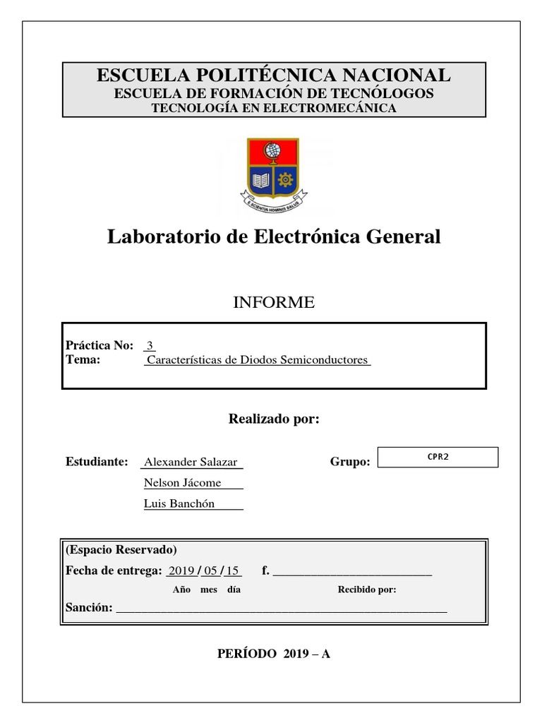 Informe Practica #3 Laboratorio de Electronica EPN | PDF | Diodo | Rectificador