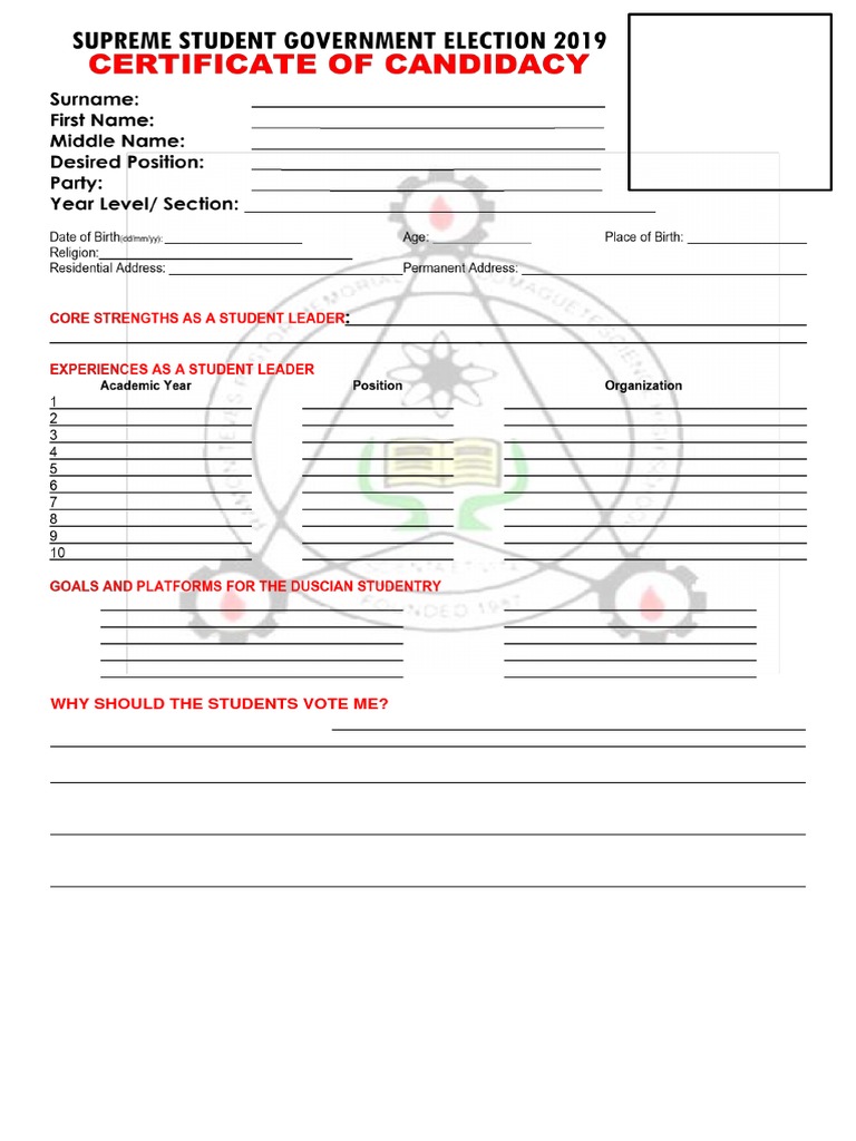 RTPM Certificate of Candidacy | PDF