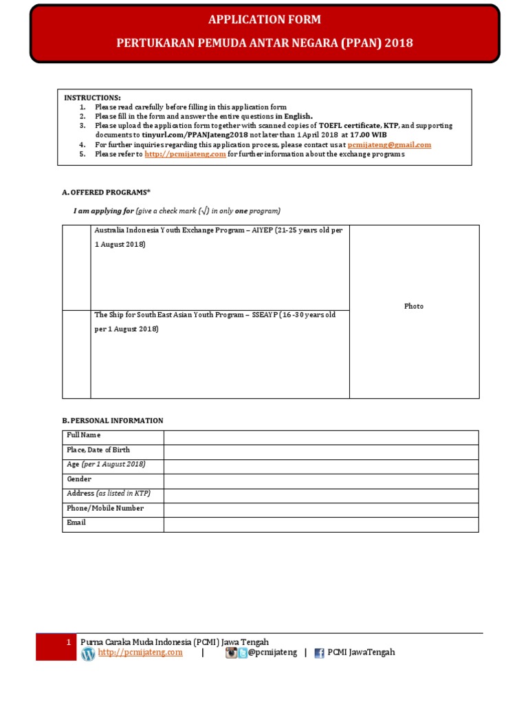 Application Form Ppan 20181 | PDF | Communication | Cognition