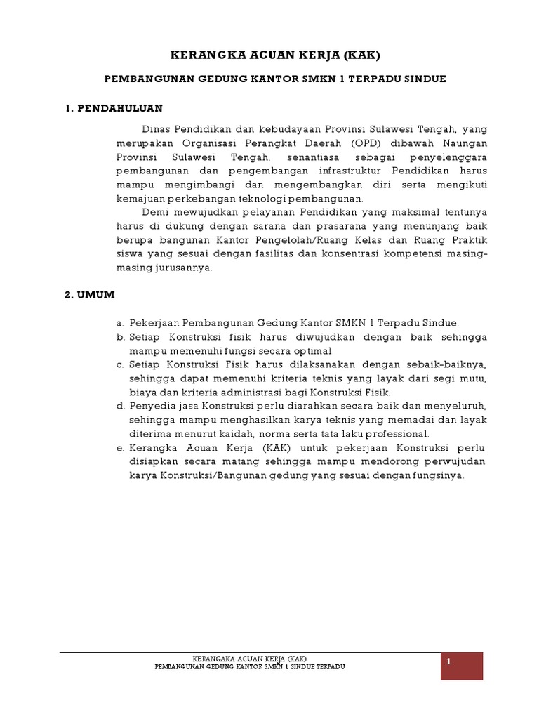 Kak Gedung Kantor SMKN 1 Sindue Terpadu Perbaikan | PDF | Komputer | Teknologi & Rekayasa