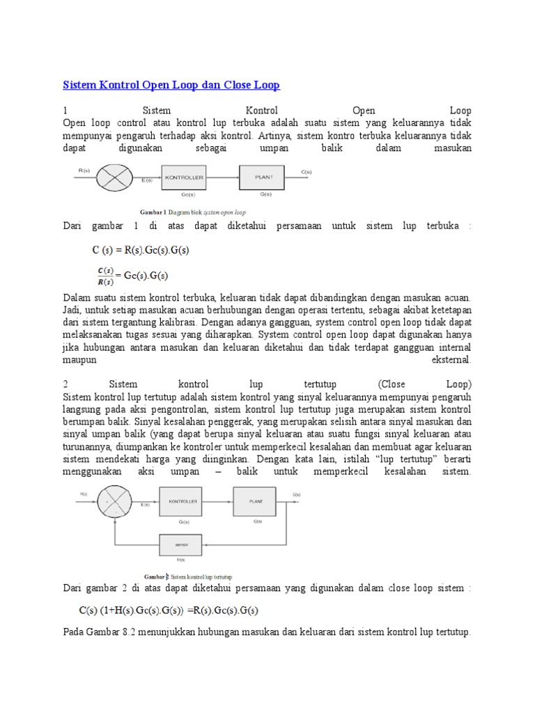 Sistem Kontrol Open Loop Dan Close Loop | PDF | Komputer | Teknologi & Rekayasa
