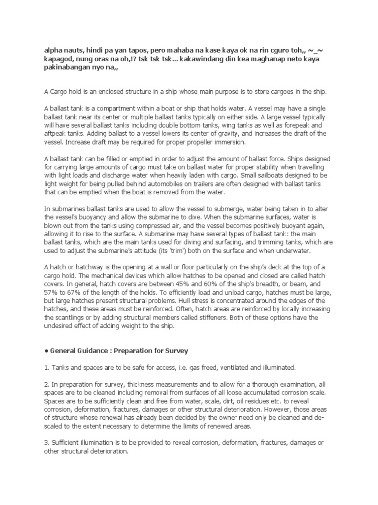 Seamanship Inspect and Report Defects and Damage To Cargo Spaces and ...