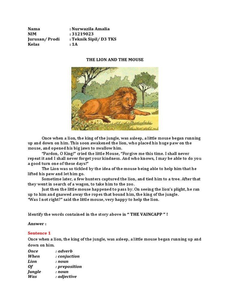The Lion and The Mouse | PDF | Verb | Adverb