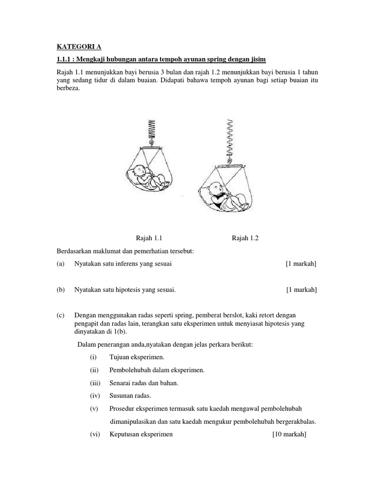 1.1.1 Menentukan Tempoh Ayunan Spring Dengan Jisim Pemberat | PDF