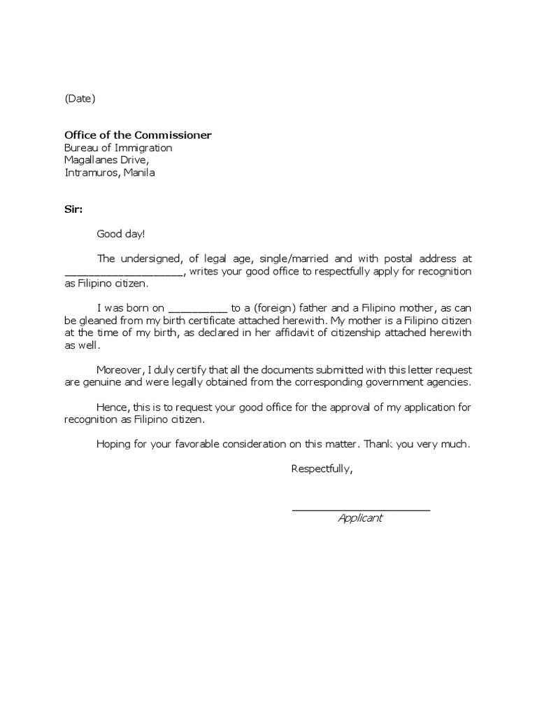 Apply Recognition Filipino Citizenship | PDF