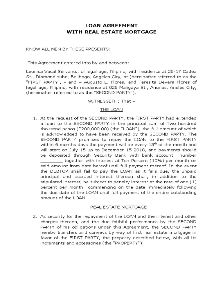 Loan Agreement | PDF | Mortgage Law | Loans