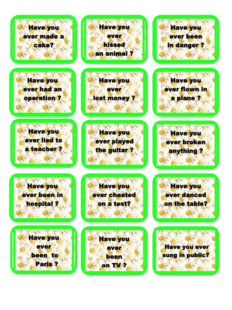 Present Perfect Speaking Cards | PDF