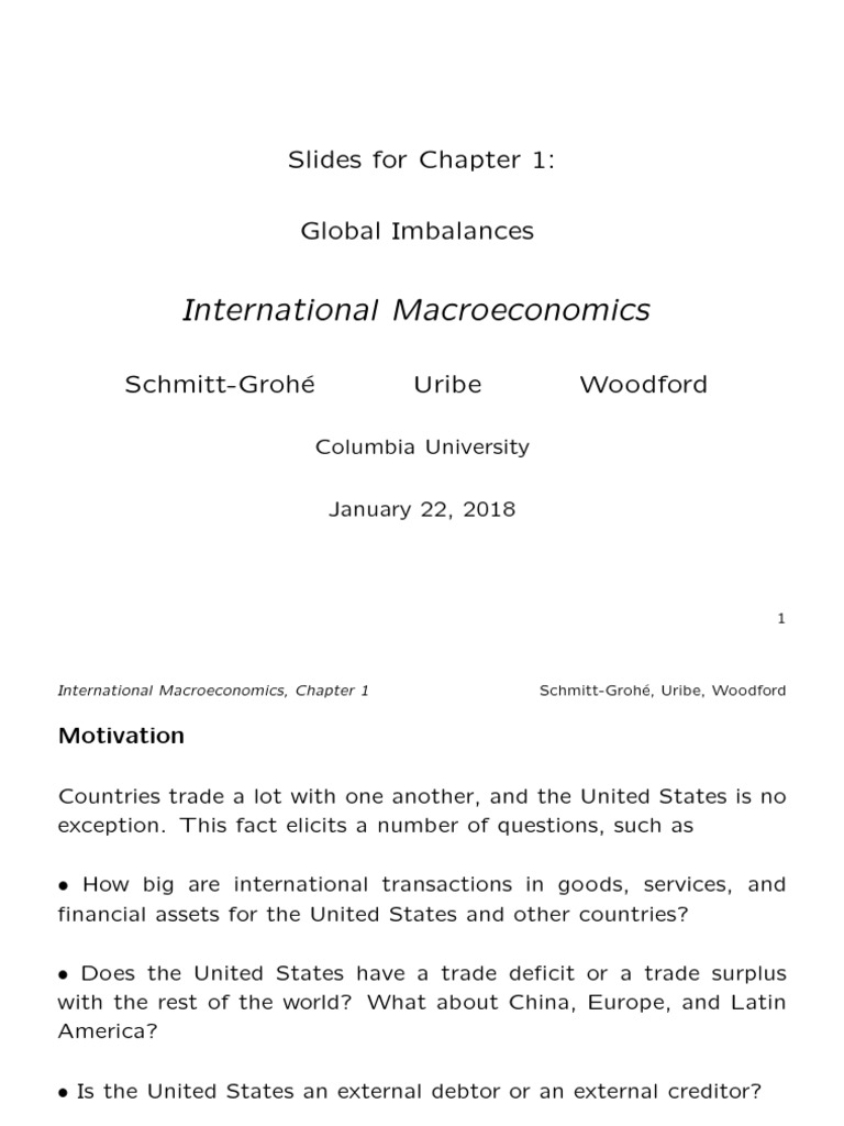 Slides Chapter1 Global Imbalances | PDF | Current Account | Balance Of Trade