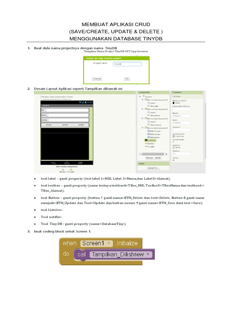 Membuat APLIKASI Database TinyDB | PDF
