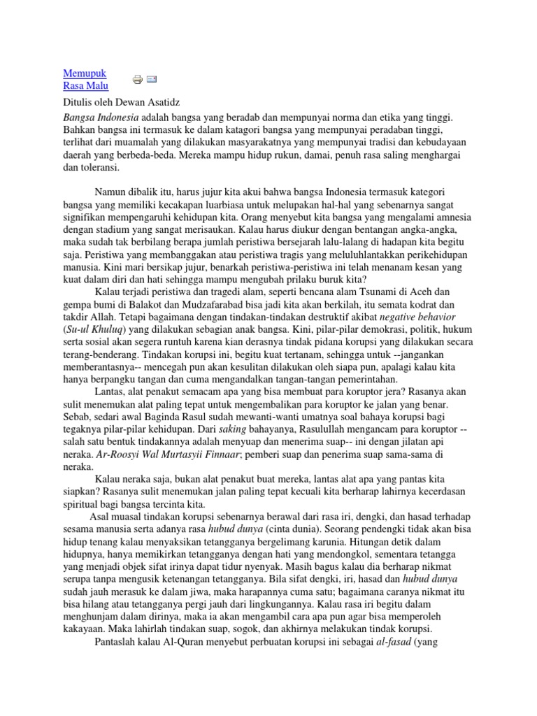 Memupuk Rasa Malu | PDF