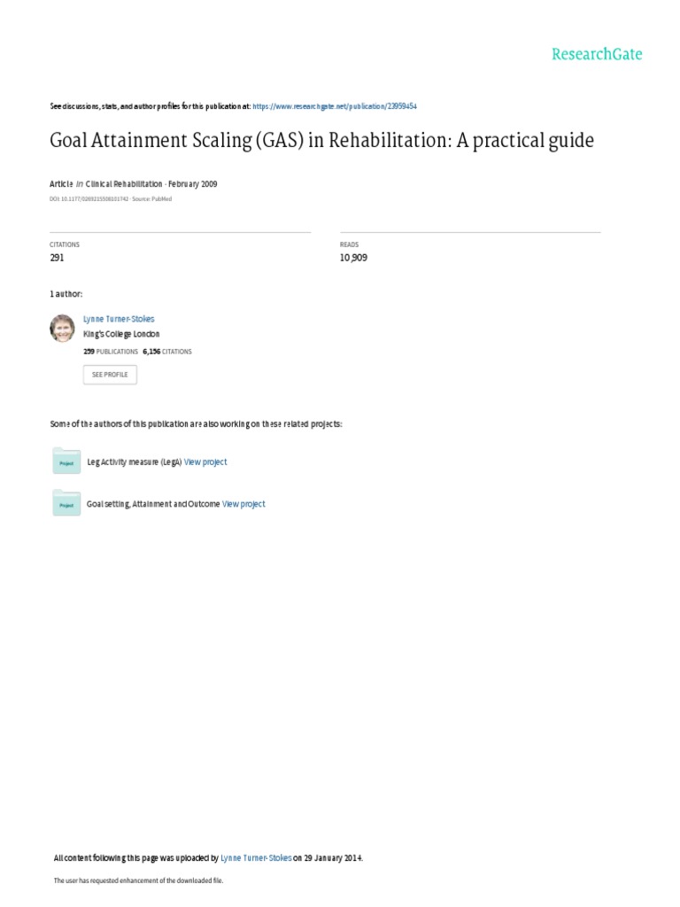 Goal Attainment Scaling (GAS) in Rehabilitation: A Practical Guide ...