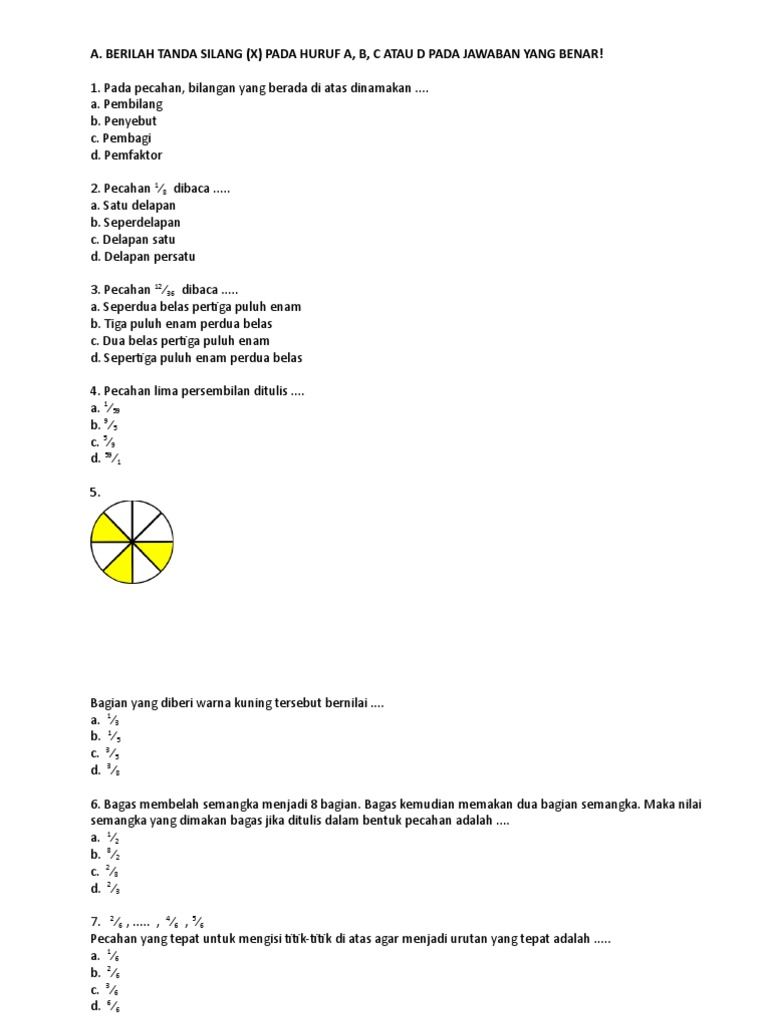 MTK Kelas 4 Pecahan | PDF