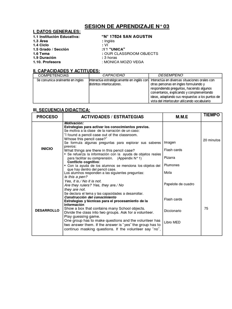 Classroom Objects | PDF | Cognición | Estudiantes