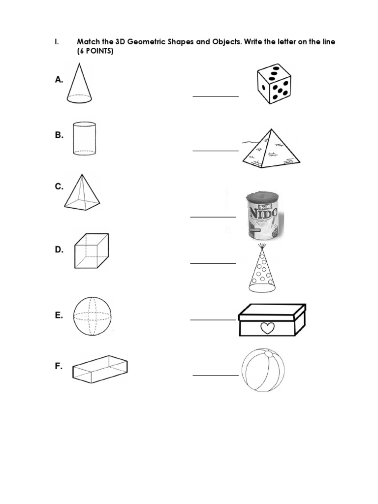 3D Geometric Shapes Activity Worksheet | PDF | Teaching Methods & Materials