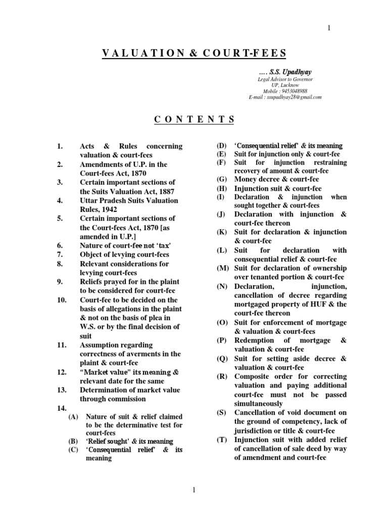 Valuation & Court-Fees: C O N T E N T S | PDF | Leasehold Estate ...