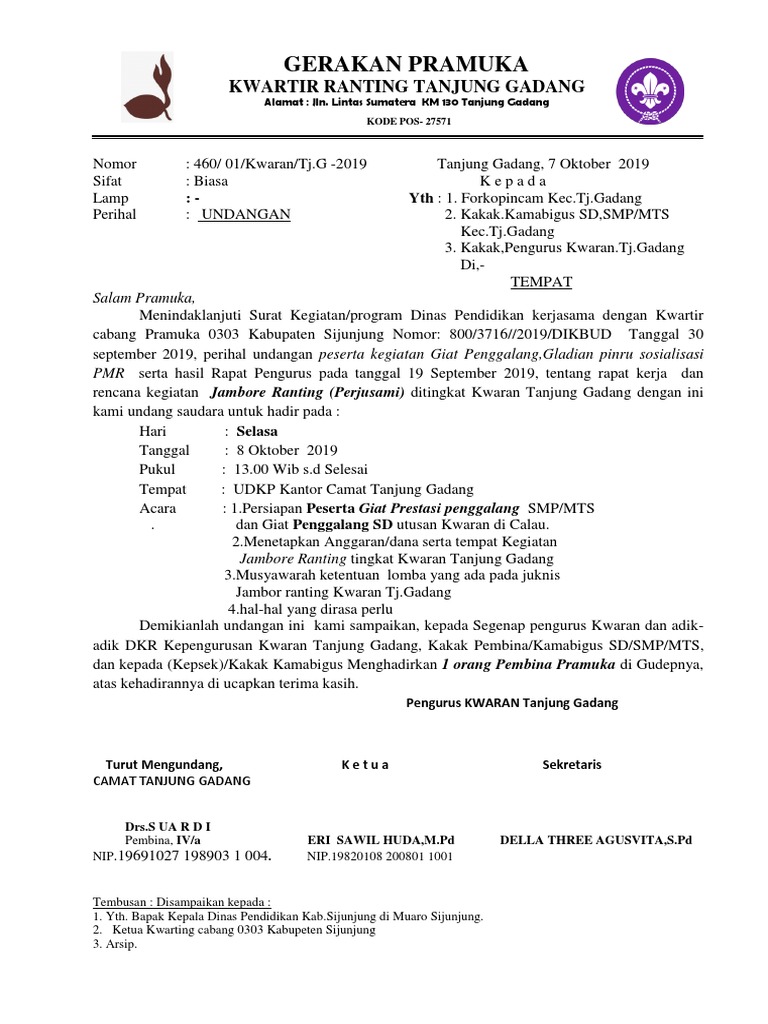 Format Surat Undangan Pramuka | PDF