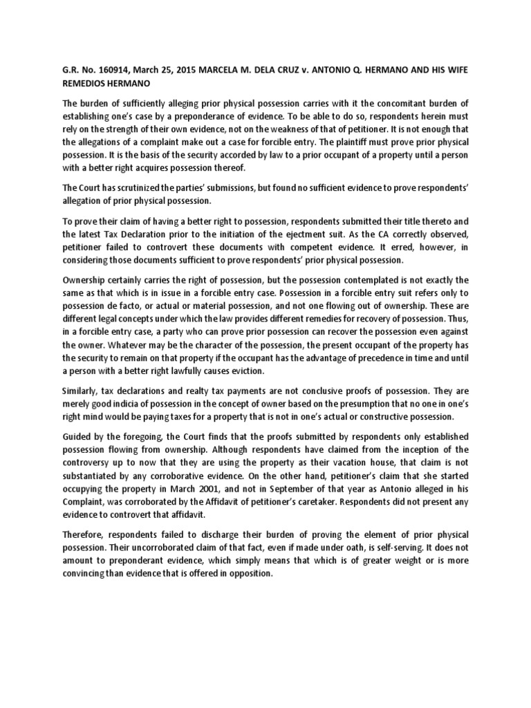 Forcible Entry | PDF | Evidence | Burden Of Proof (Law)