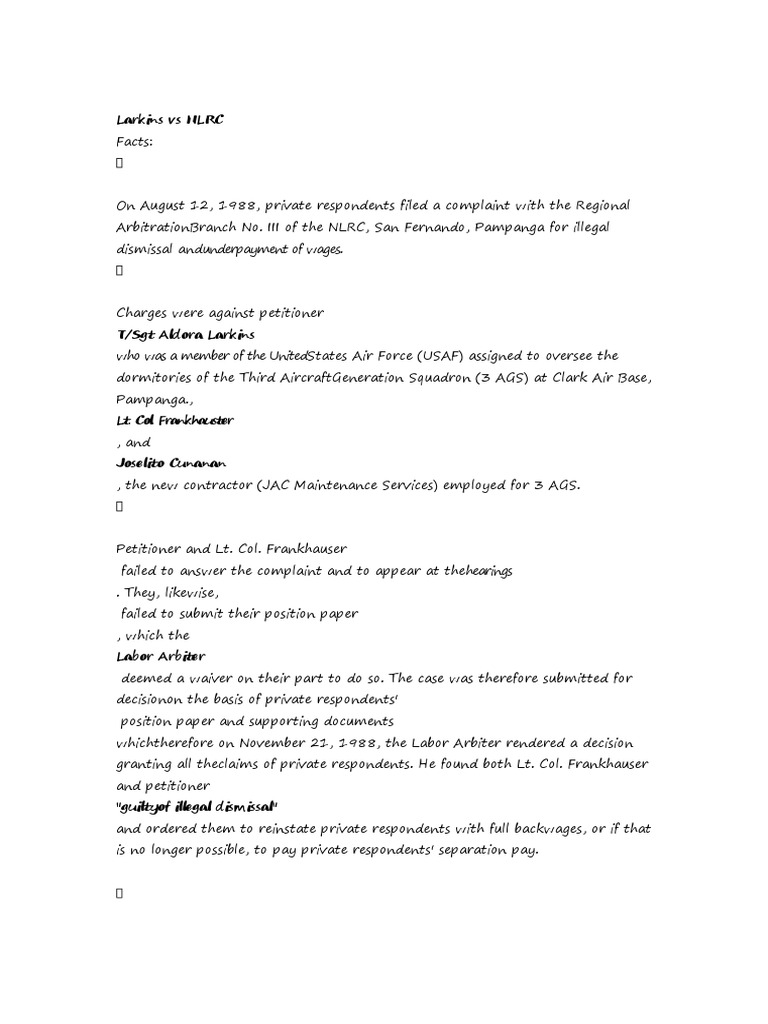 Larkins Vs NLRC | PDF | Summons | Lawsuit