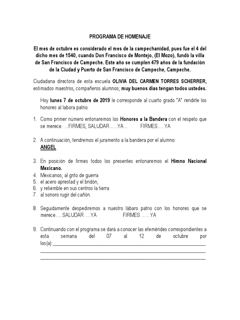 Programa de Homenaje | PDF | Campeche | México