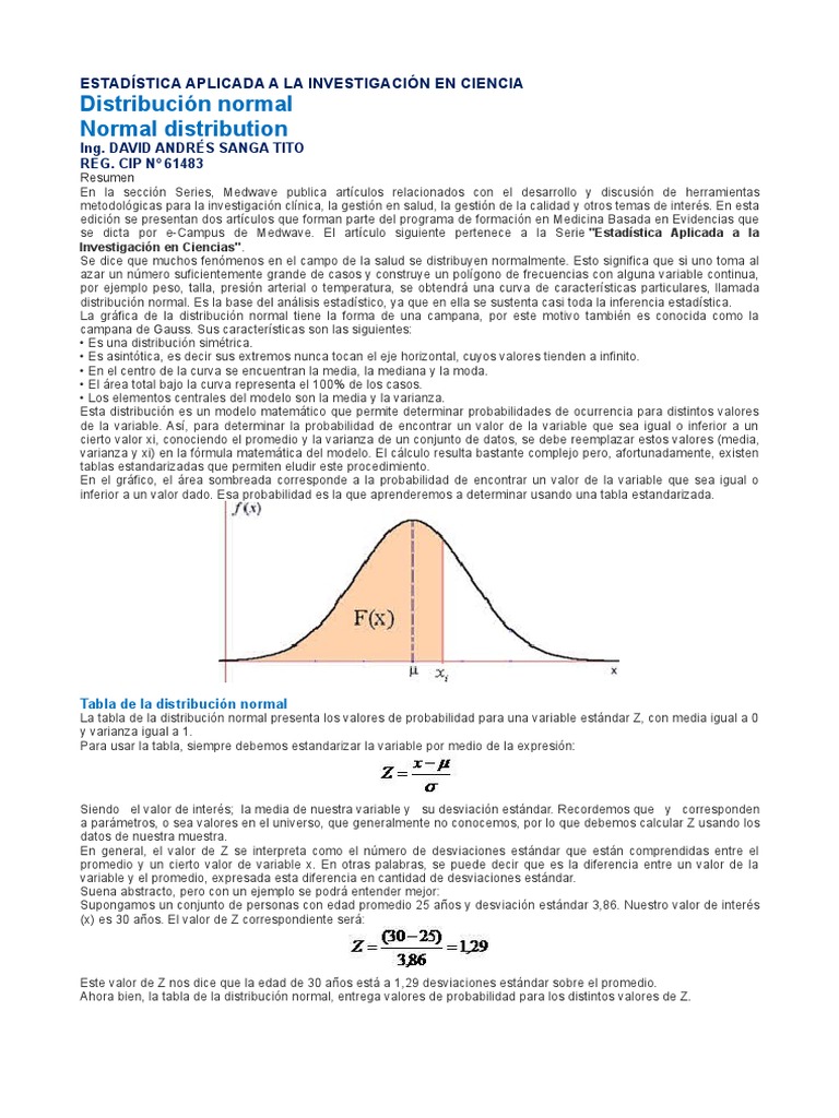 Como Usar La Tabla Z - David | PDF | Desviación Estándar | Distribución normal