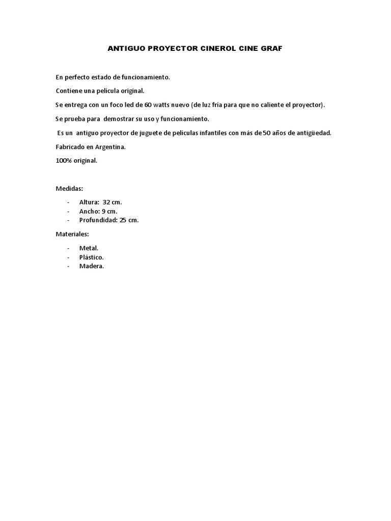Antiguo Proyector Cinerol Cine Graf | PDF | Arte
