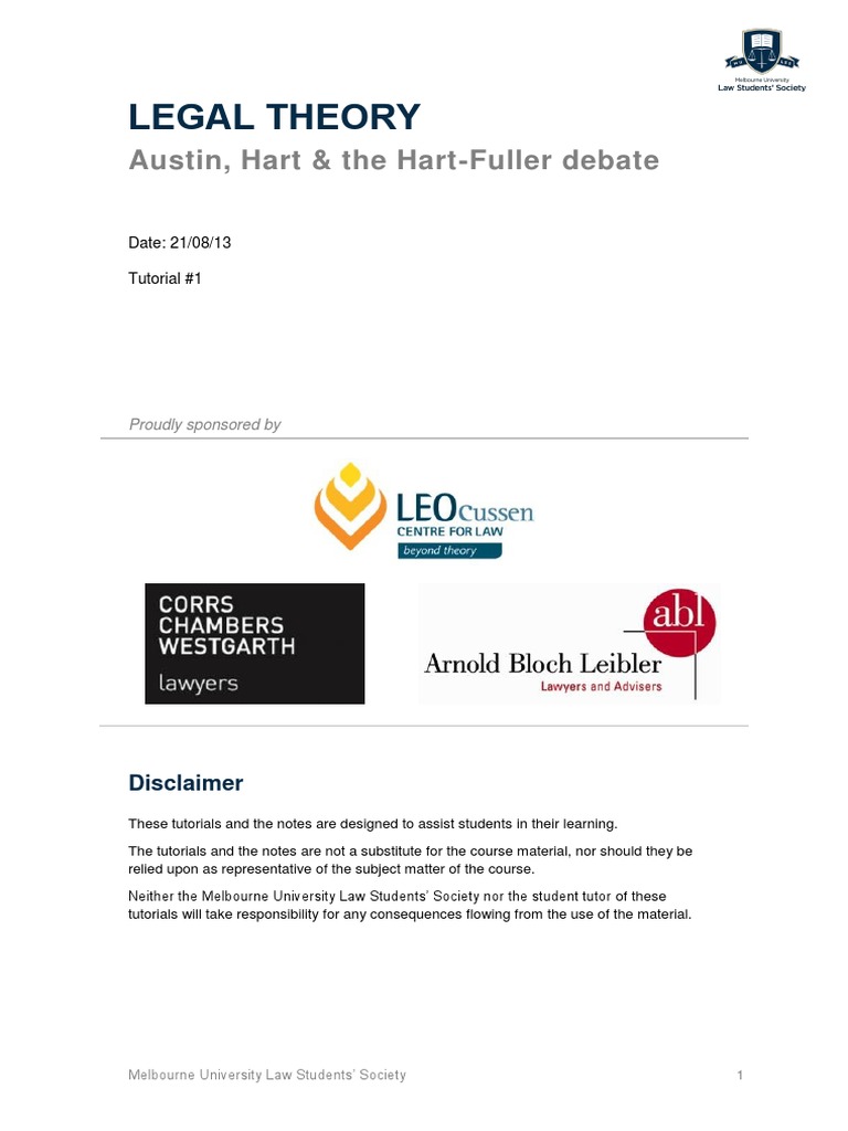 Legal Theory: Austin, Hart & The Hart-Fuller Debate | PDF | Justice ...