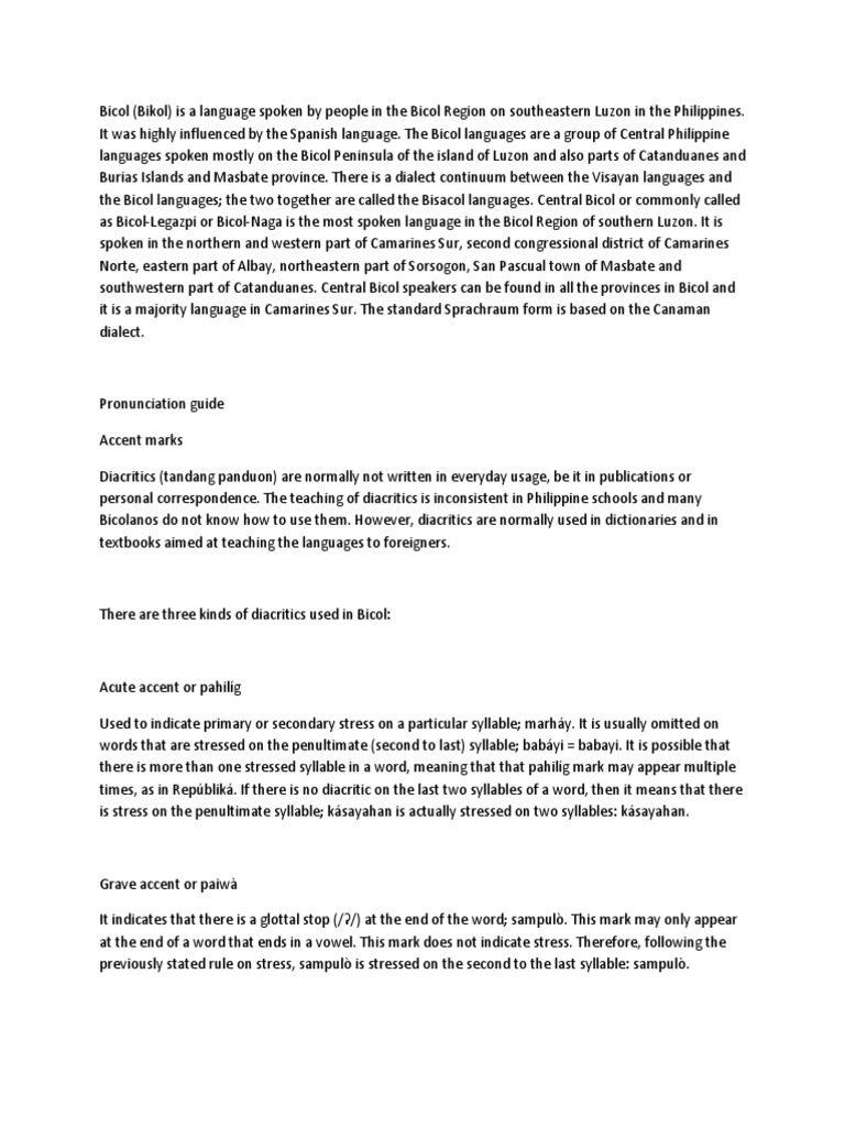 Bikol Language | Download Free PDF | Linguistic Morphology | Human ...
