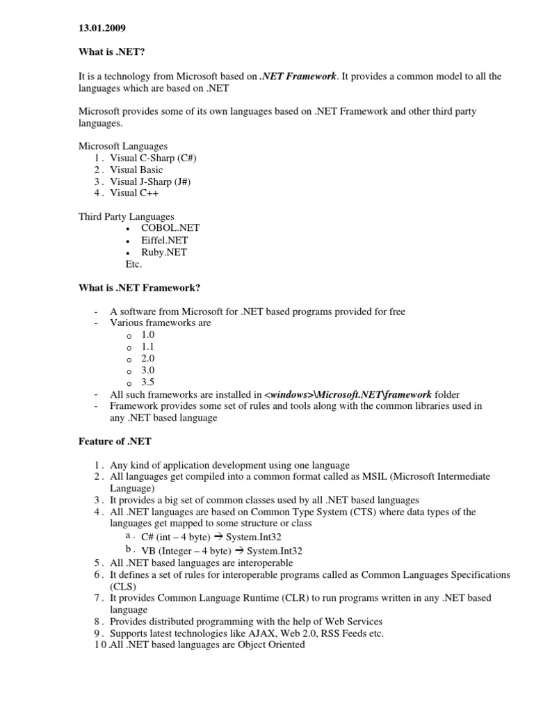 Dot Net Notes | PDF | Inheritance (Object Oriented Programming ...