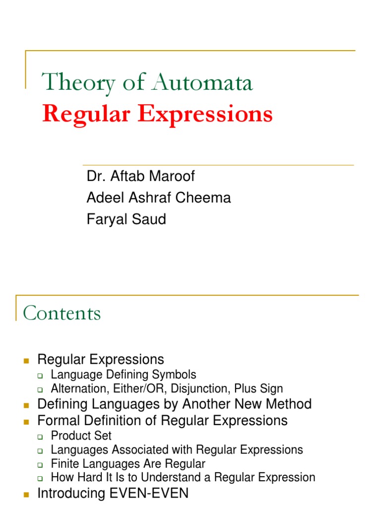 Theory of Automata: Regular Expressions | PDF | Regular Expression ...