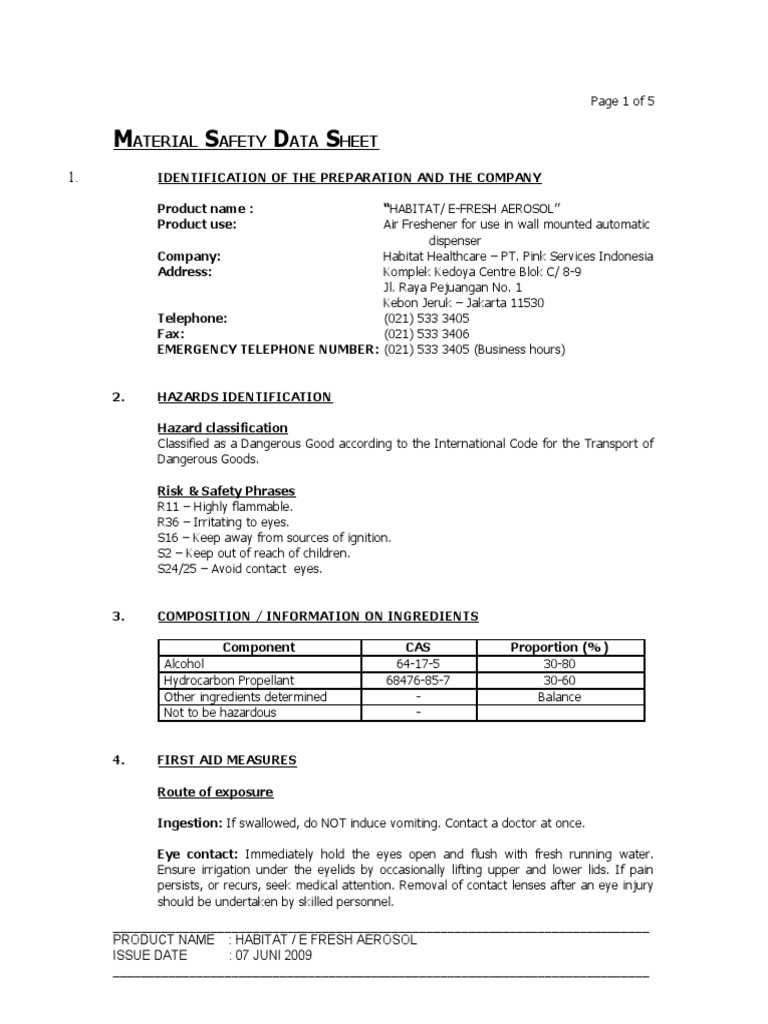 Parfum Msds | PDF | Chlorine | Fires