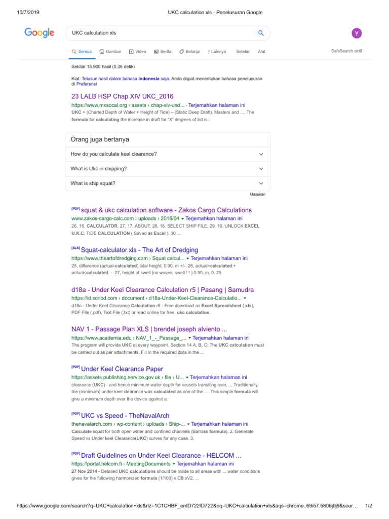 UKC Calculation | PDF | Navigation | Heavy Industry