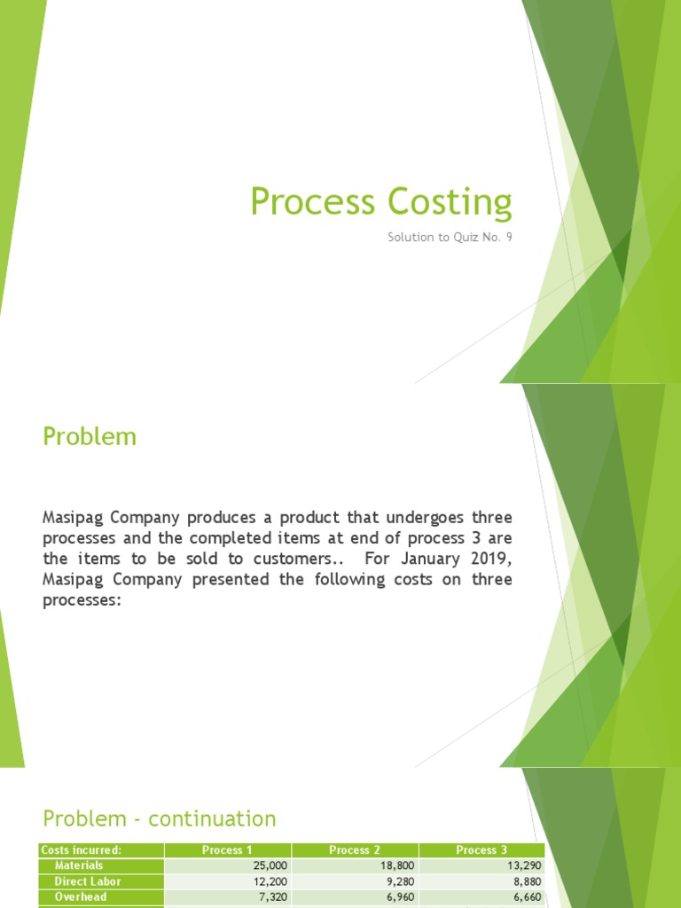 Process Costing Solution To Quiz | PDF | Inventory | Cost