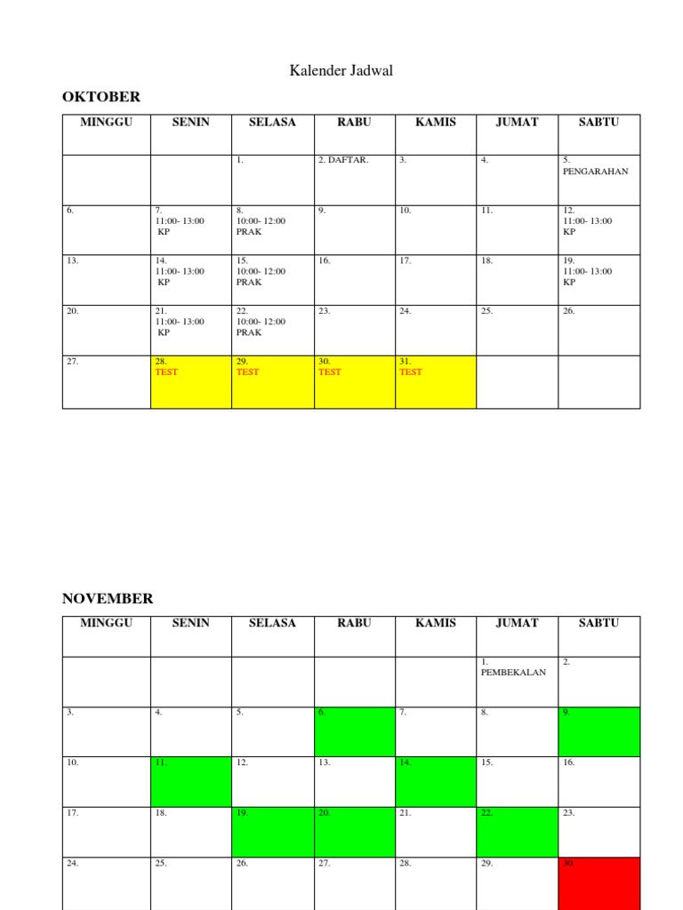 Kalender Jadwal | PDF