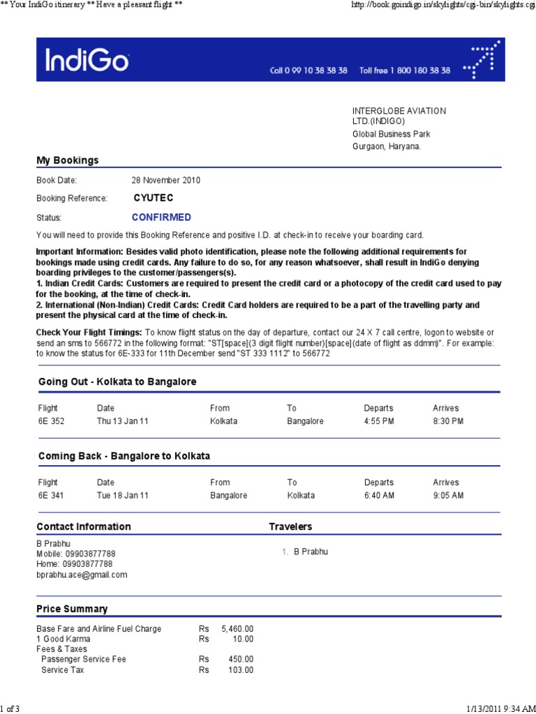 IndiGoTicket2 PDF | PDF | Fee | Airlines