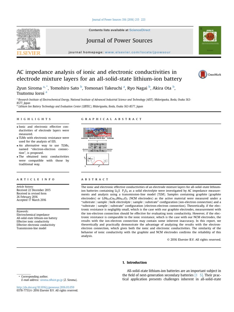 AC Impedance Analysis of Ionic and Electronic Conductivities in | PDF ...