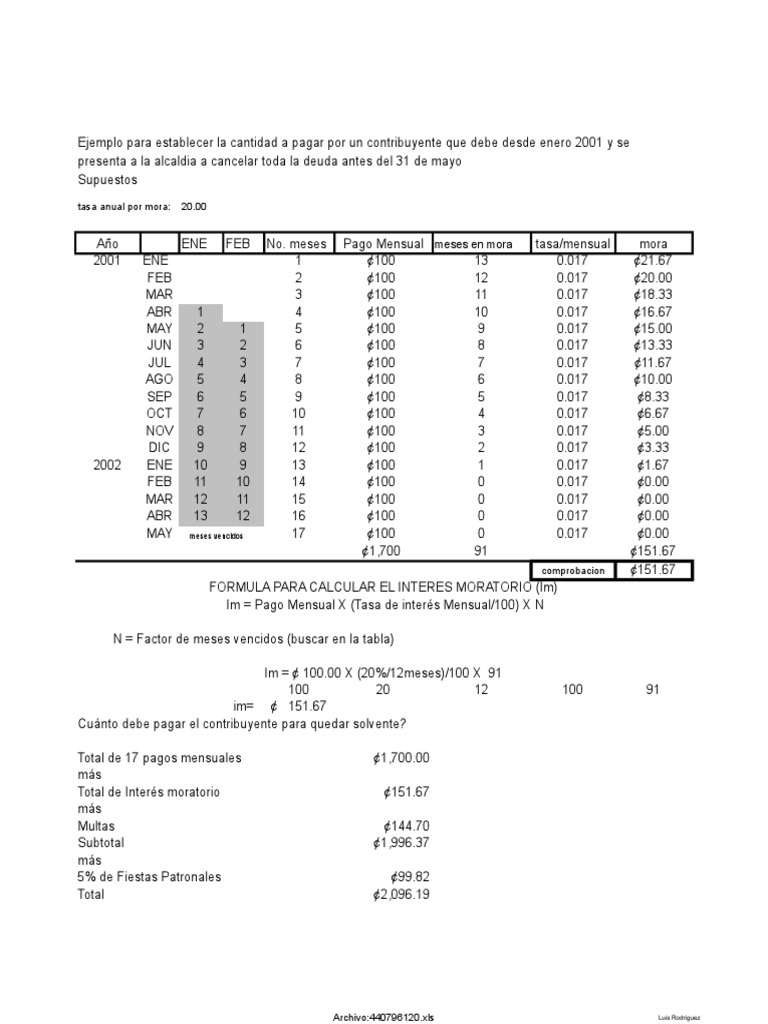 Ejemplo Interes Moratorio | PDF | Deuda | Responsabilidad (contabilidad ...