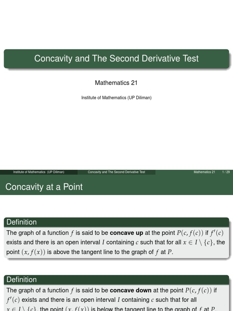 Math 21 Lec 2.6 Concavity and SDT (Slides) | PDF | Maxima And Minima ...