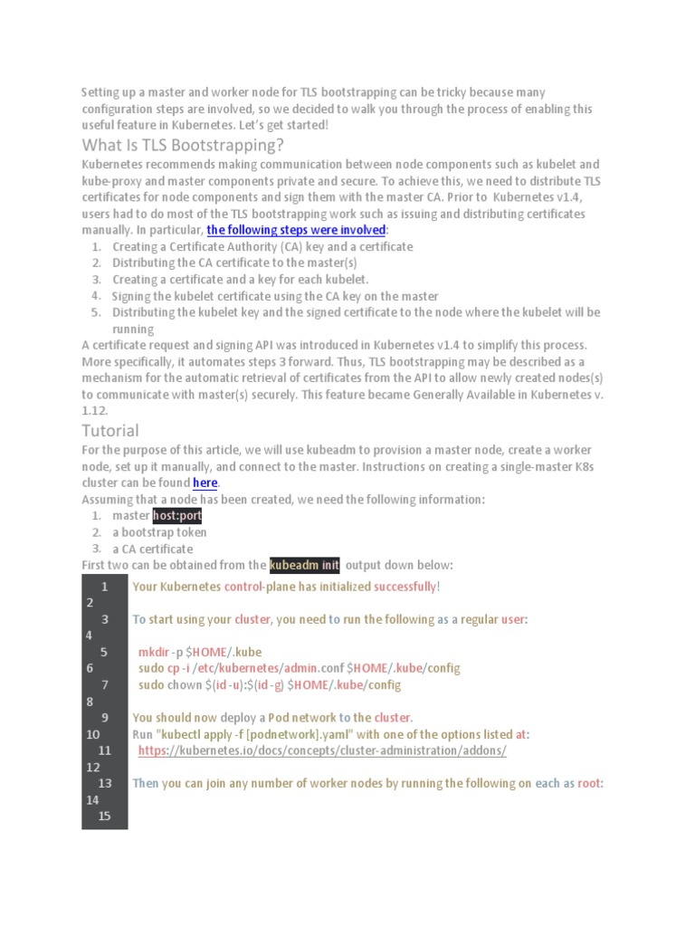 What Is TLS Bootstrapping?: The Following Steps Were Involved | PDF | Transport Layer Security ...