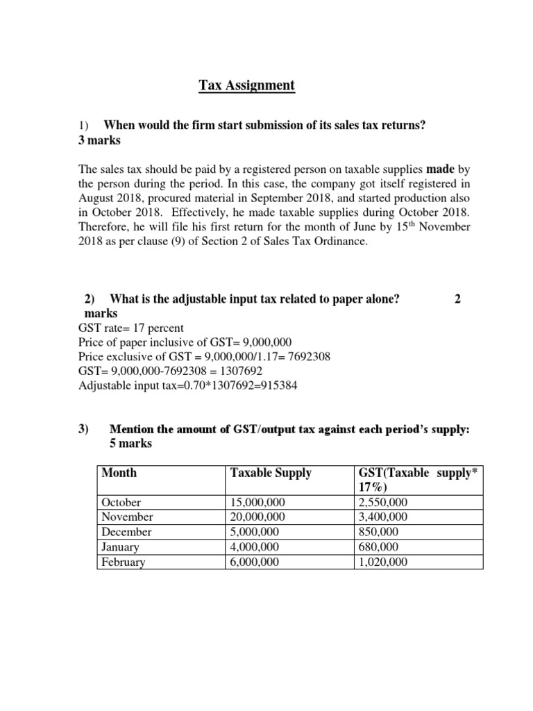 Tax Assignment: 3 Marks | PDF | Value Added Tax | Public Finance