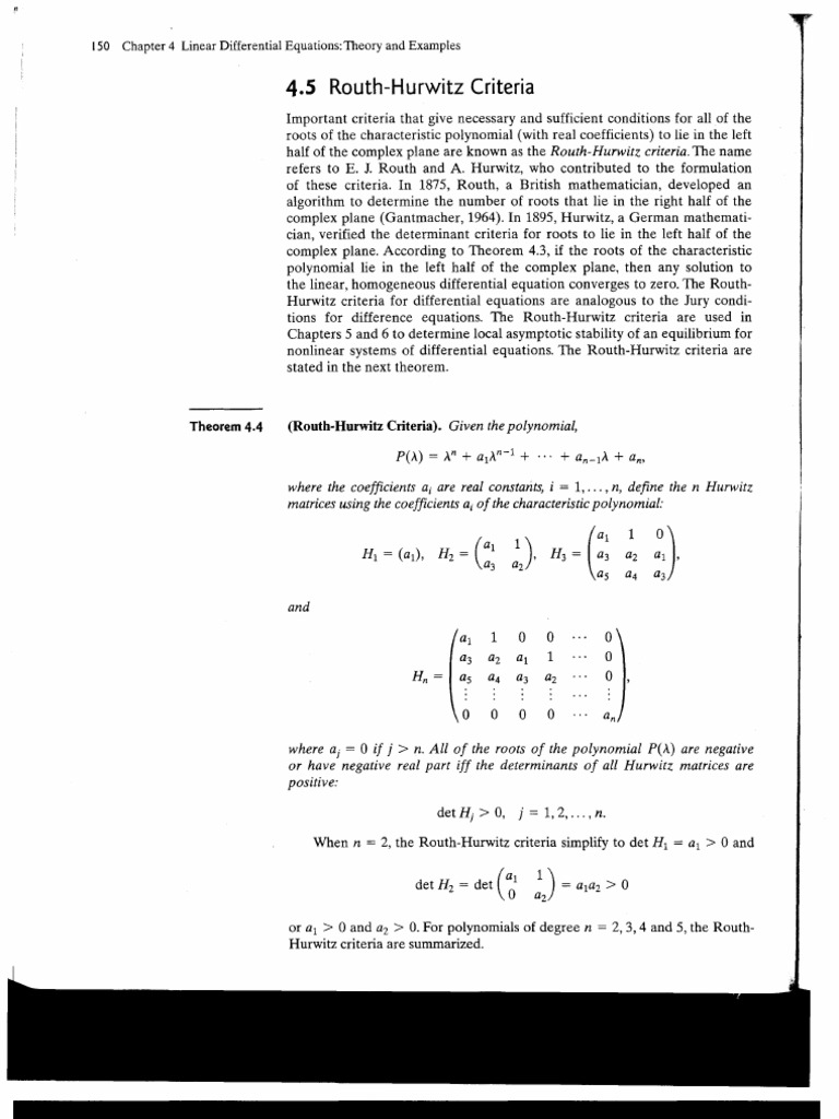 Routh Hurwitz Criterion | PDF