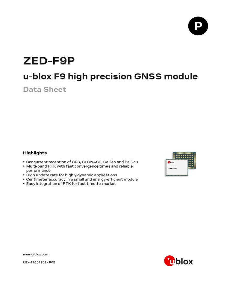 Zed-F9P: U-Blox F9 High Precision GNSS Module | PDF | Global Positioning System | Power Supply