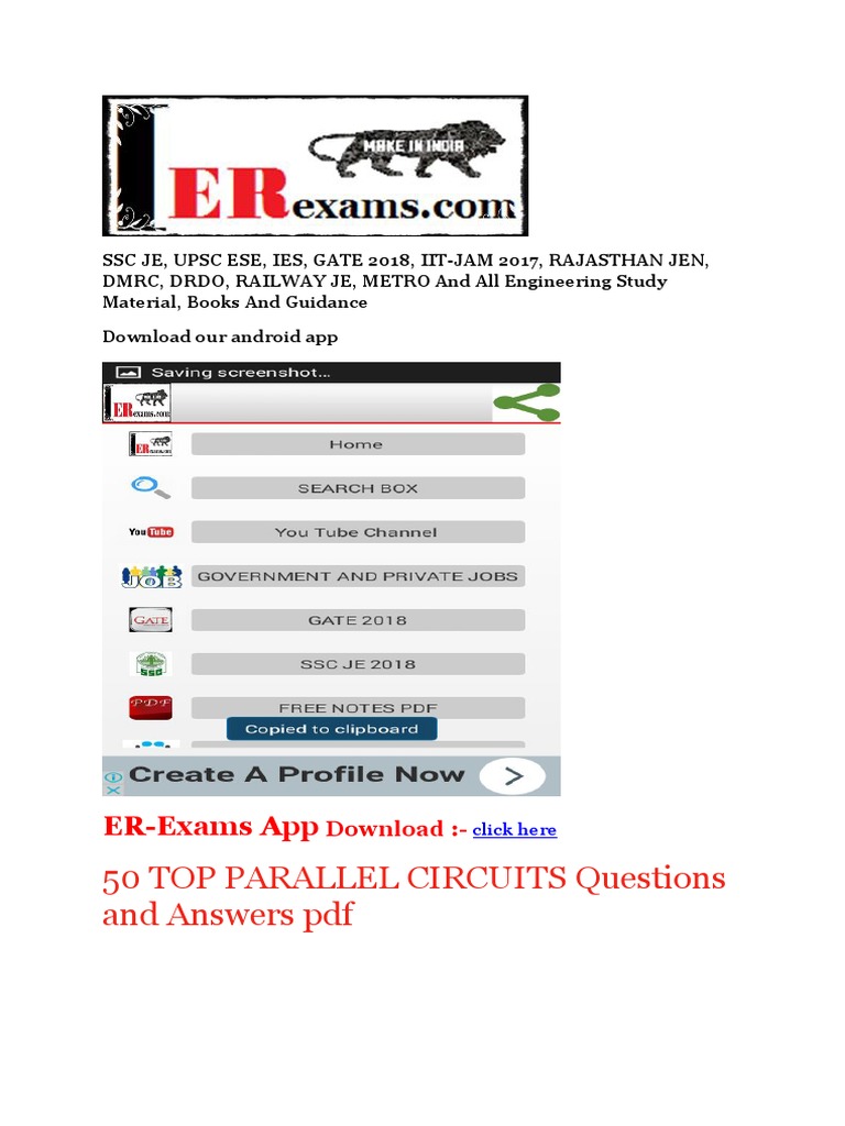50 TOP PARALLEL CIRCUITS Questions and Answers PDF | PDF | Series And ...